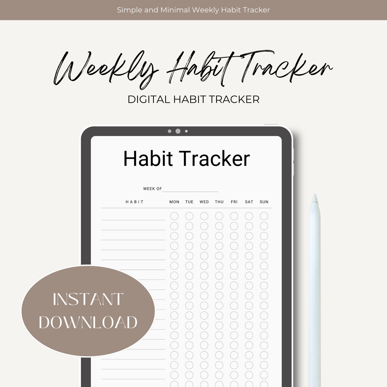 Minimalist Daily Weekly Habit Tracker Digital Printable Habit Tracker ...