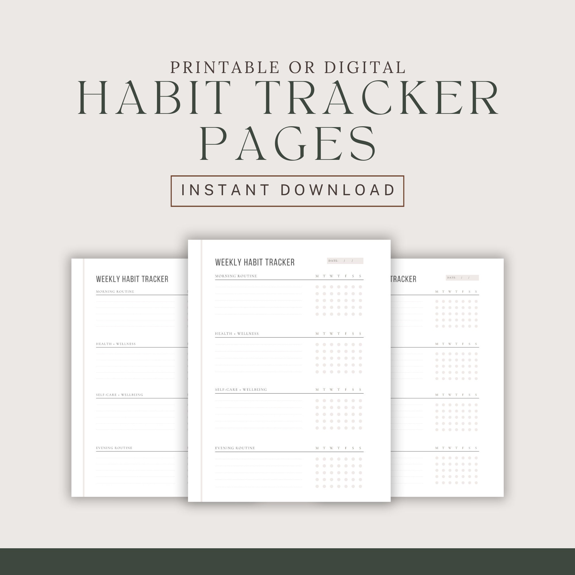 Minimalist Daily Weekly Habit Tracker Digital Printable Habit Tracker ...