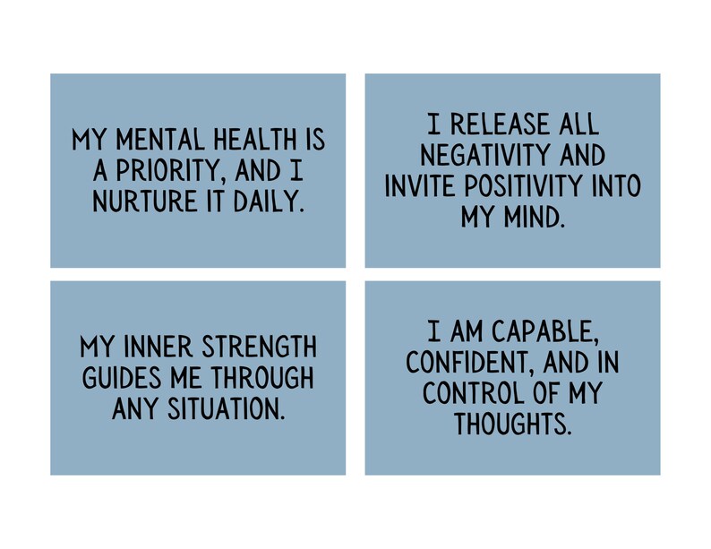 Mental Health Affirmation Cards Bundle Printable 16 Digital Positive ...
