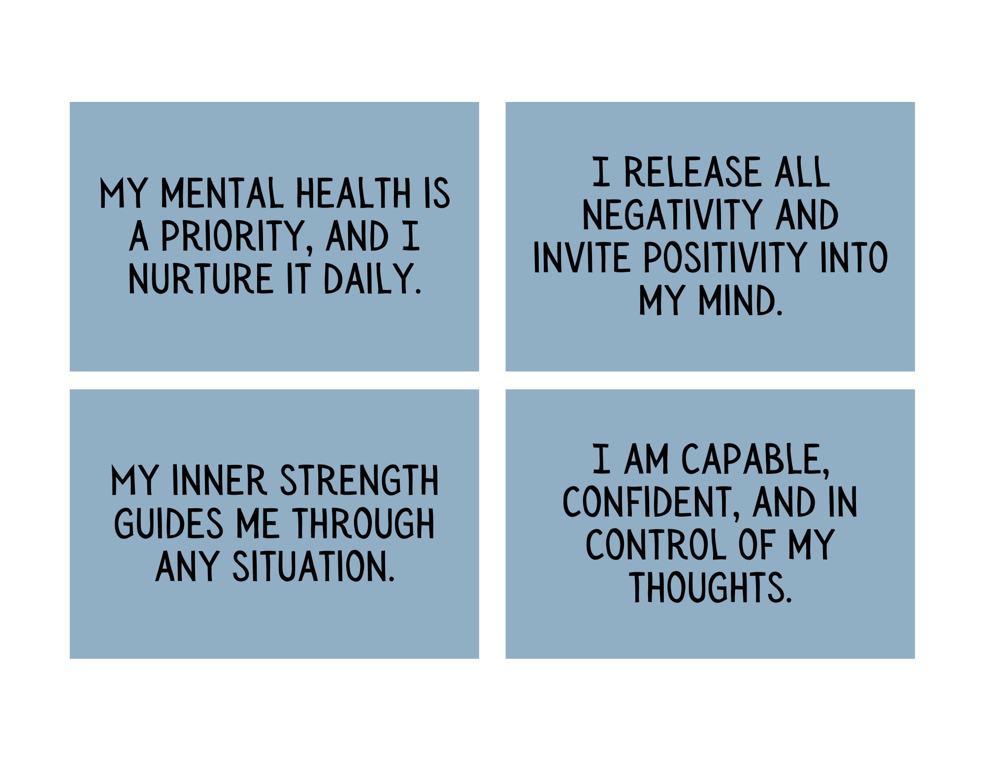 Mental Health Affirmation Cards Bundle Printable 16 Digital Positive ...