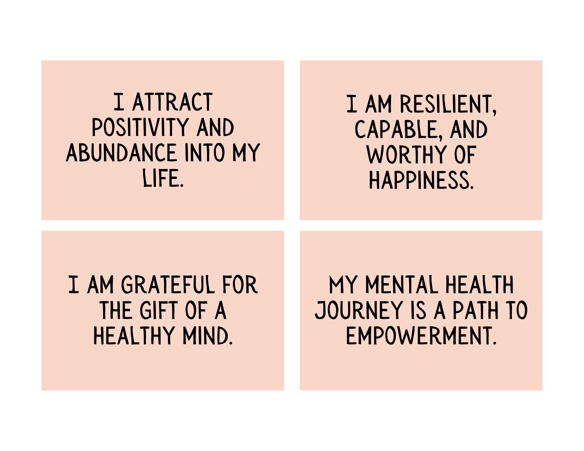 Mental Health Affirmation Cards Bundle Printable 16 Digital Positive ...
