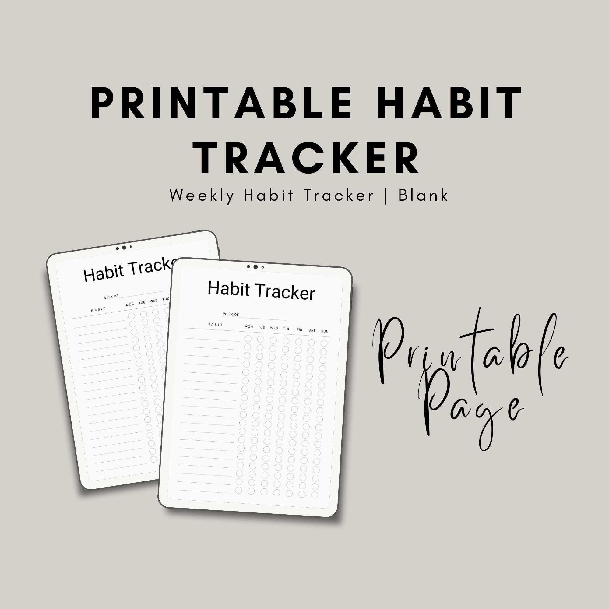 Minimalist Daily Weekly Habit Tracker Digital Printable Habit Tracker ...