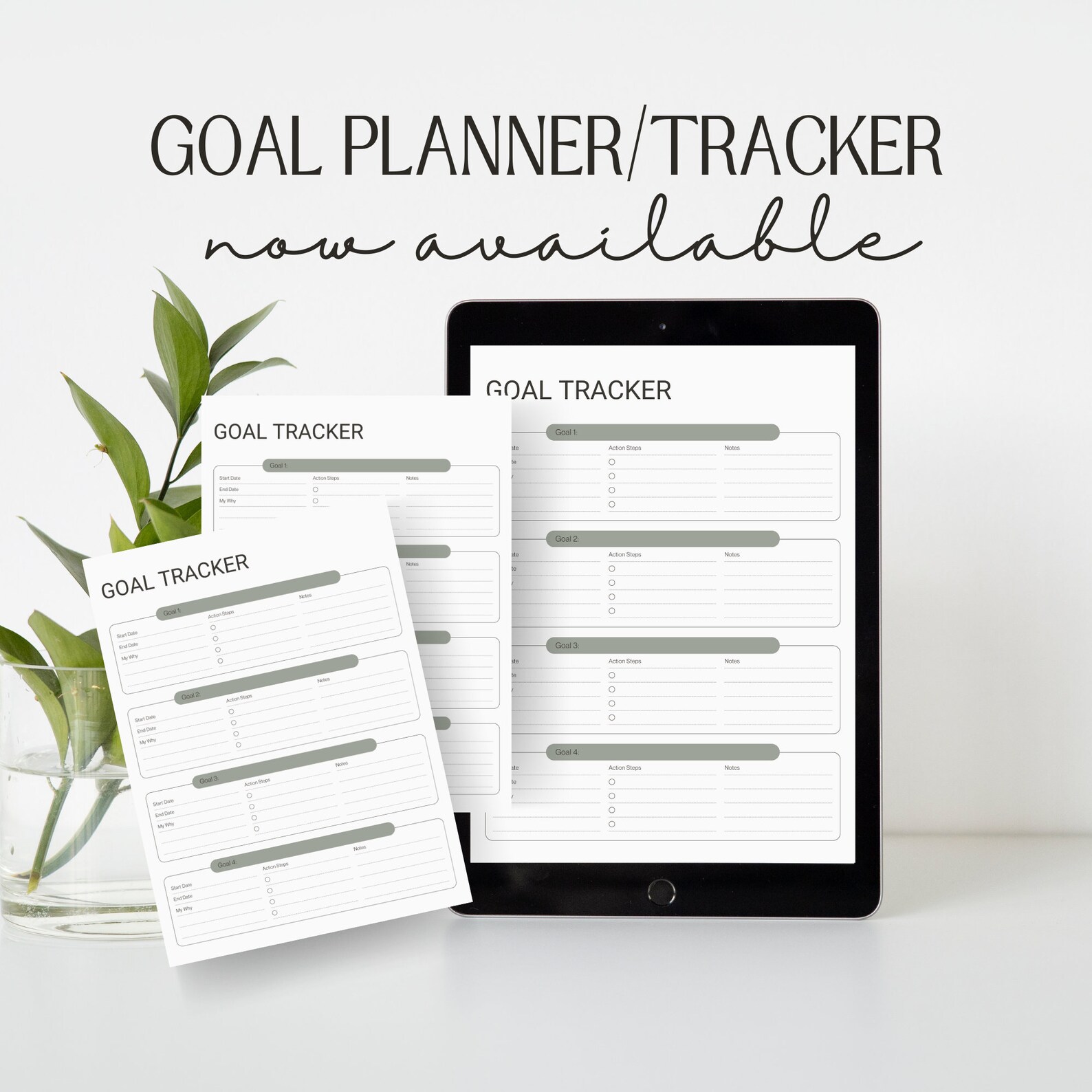 Goal Tracker Goal Planner Action Steps Digital Printable Instant ...