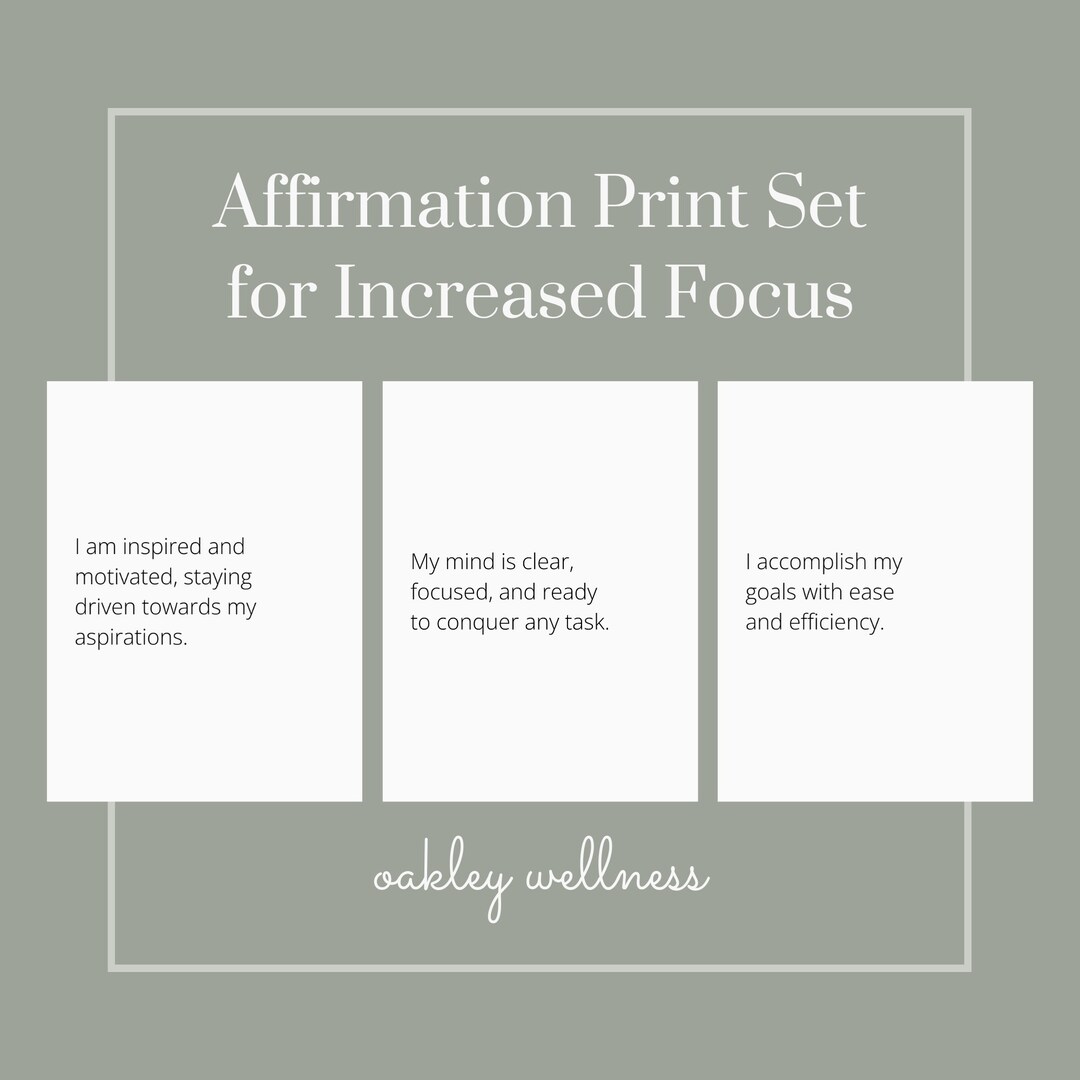 Focus Affirmation Wall Art Bundle Concentration Manifestation Poster ...