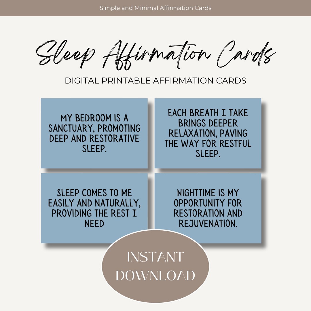 Quality Sleep Affirmation Cards Bundle Printable 16 Digital Positive ...