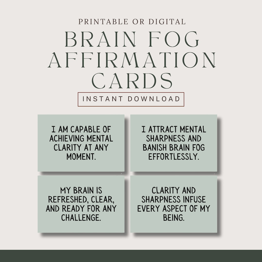 Brain Fog Affirmation Cards Bundle Printable 16 Digital Positive Quote ...