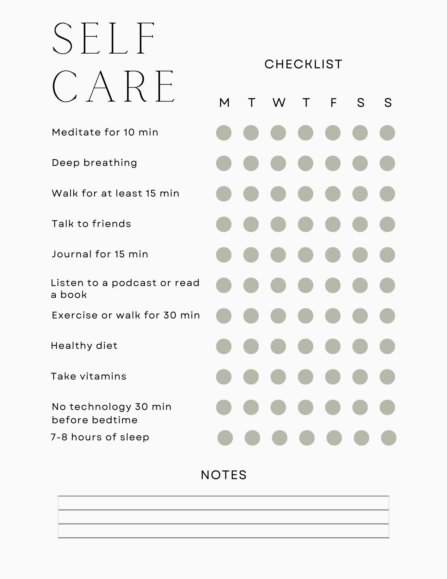 Self-care Tracker Checklist Daily Weekly Self-care Wellness Routine ...
