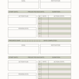 Goal Tracker Goal Planner Action Steps Digital Printable Instant ...