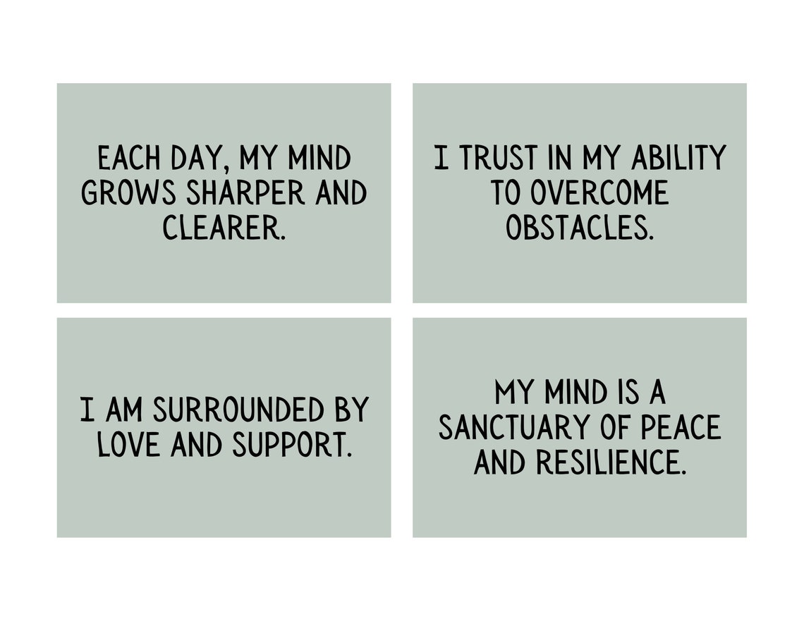 Mental Health Affirmation Cards Bundle Printable 16 Digital Positive ...