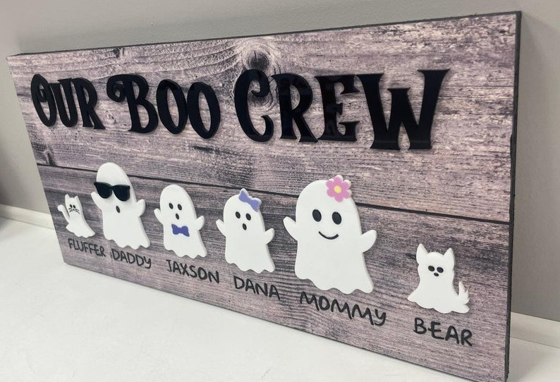 Halloween Family 3D Sign, Personalized Ghost Family Sign, Boo Crew ...