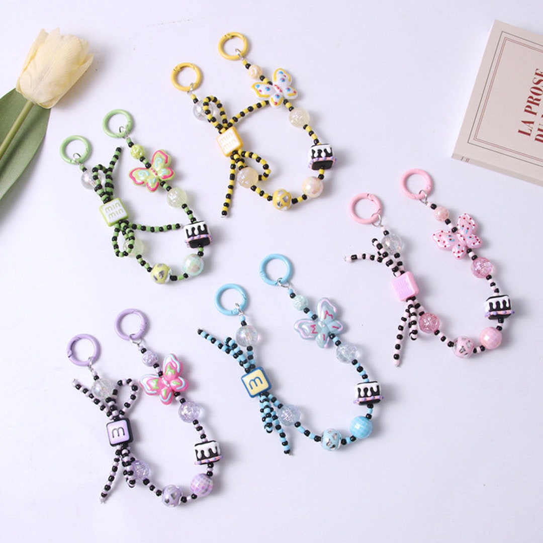 New Rice Beads Hand-painted Butterfly Cell Phone Chain Beaded ...