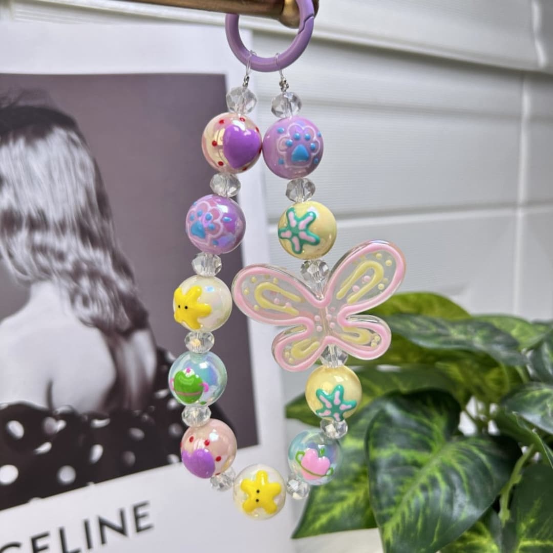 Cute Cartoon Hand-painted Beads Cell Phone Chain Glow-in-the-dark ...