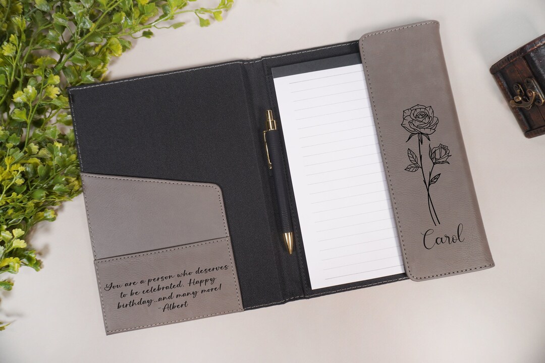 Birth Flower Portfolio,custom Flap Padfolio Notebook Birthday, Business ...