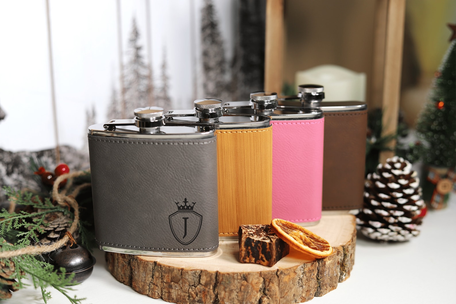 Custom Flask for Men, Personalized Leather Flask, Groomsmen Gift Dad ...