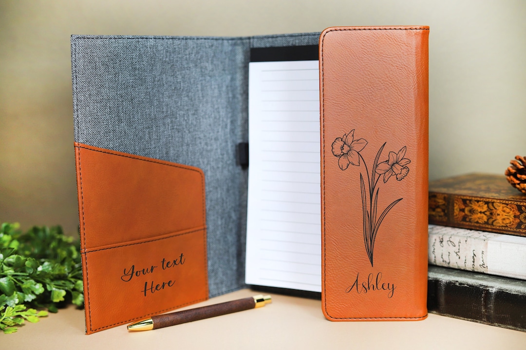 Birth Flower Flap Portfolio,custom Padfolio Notebook Birthday,business ...