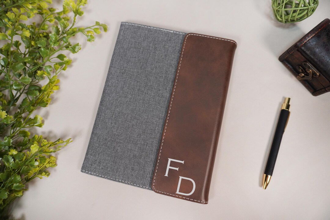 Personalized Leather Flap Portfolio, Custom Padfolio Notepad Notebook ...