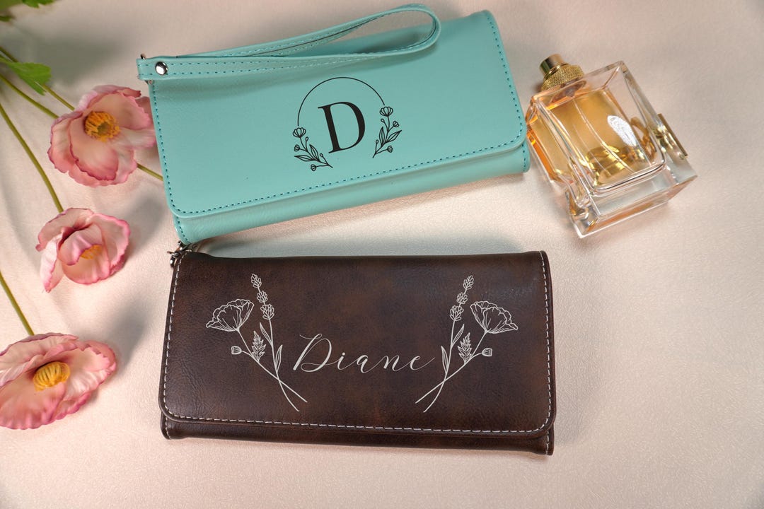Personalized Leather Wallet for Women, Custom Leather Purse, Women ...