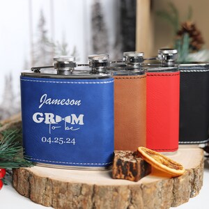 Custom Flask for Men, Personalized Leather Flask, Groomsmen Gift Dad ...