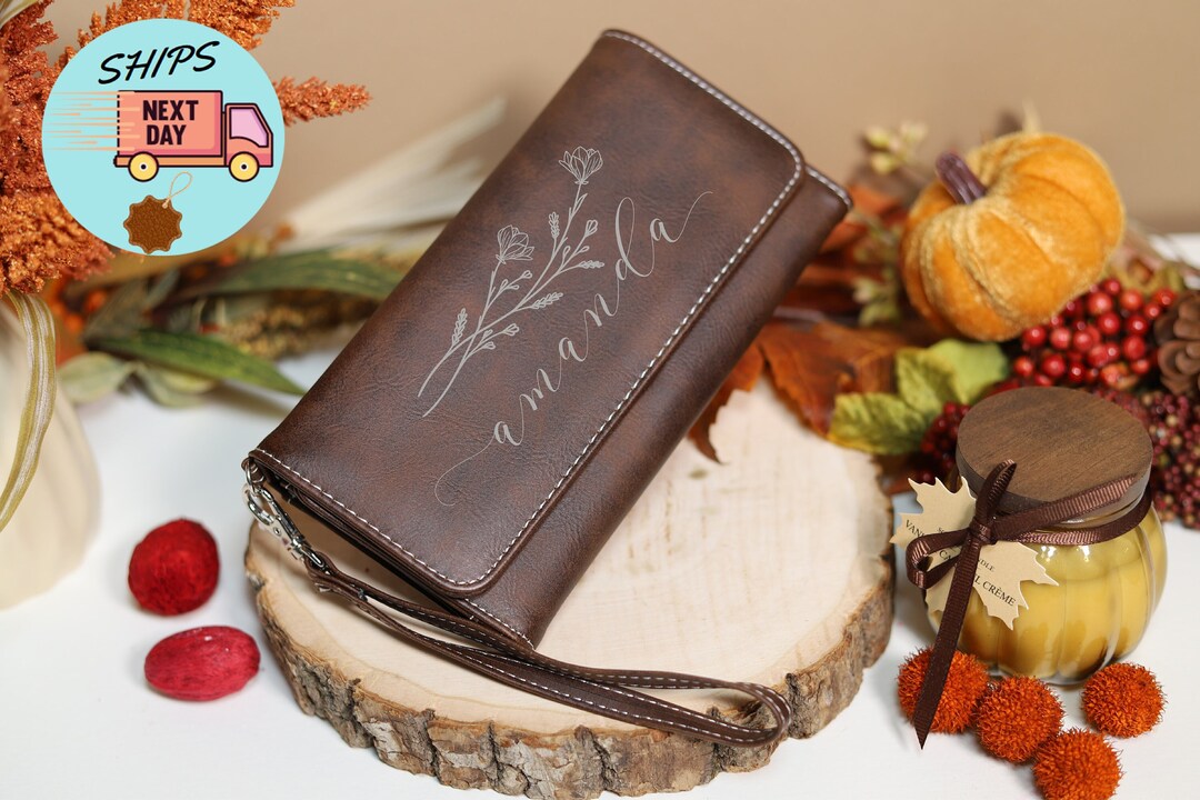 Personalized Leather Wallet for Women, Custom Leather Purse, Women ...