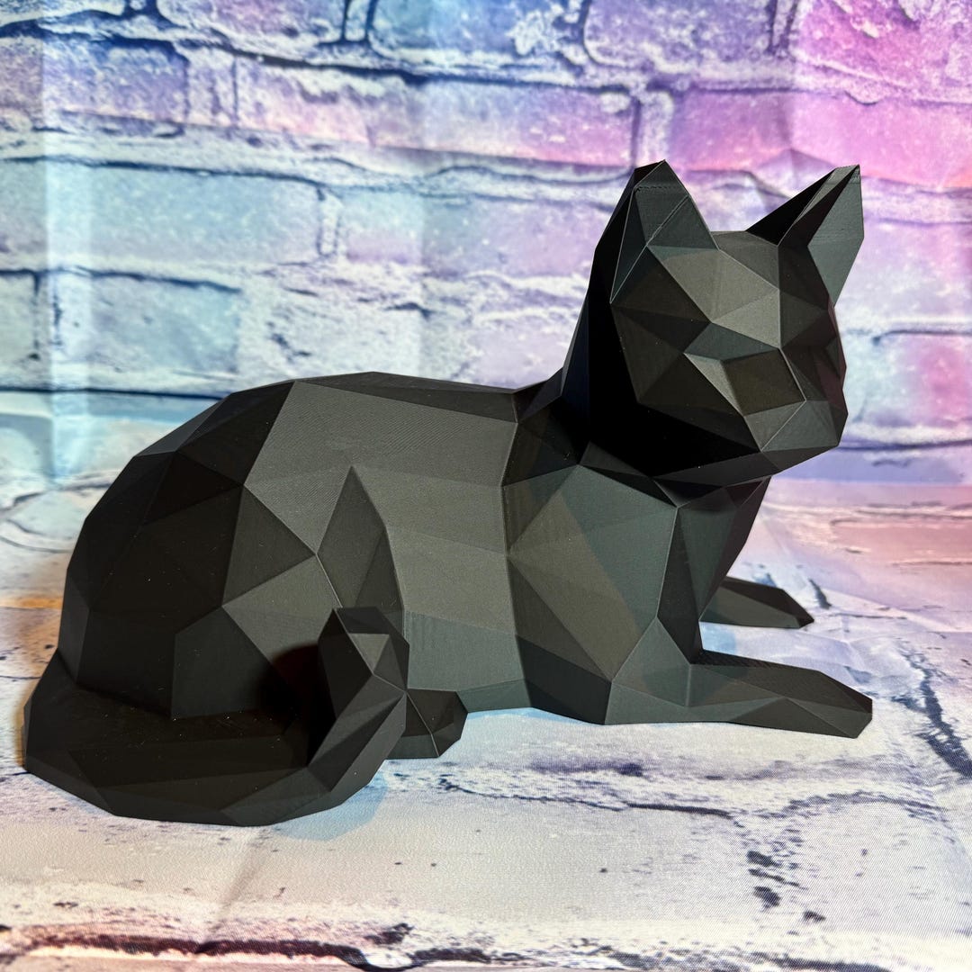 Cat Figurine, Sculpture, Low Poly, Pet, Modern Geometric Decoration ...