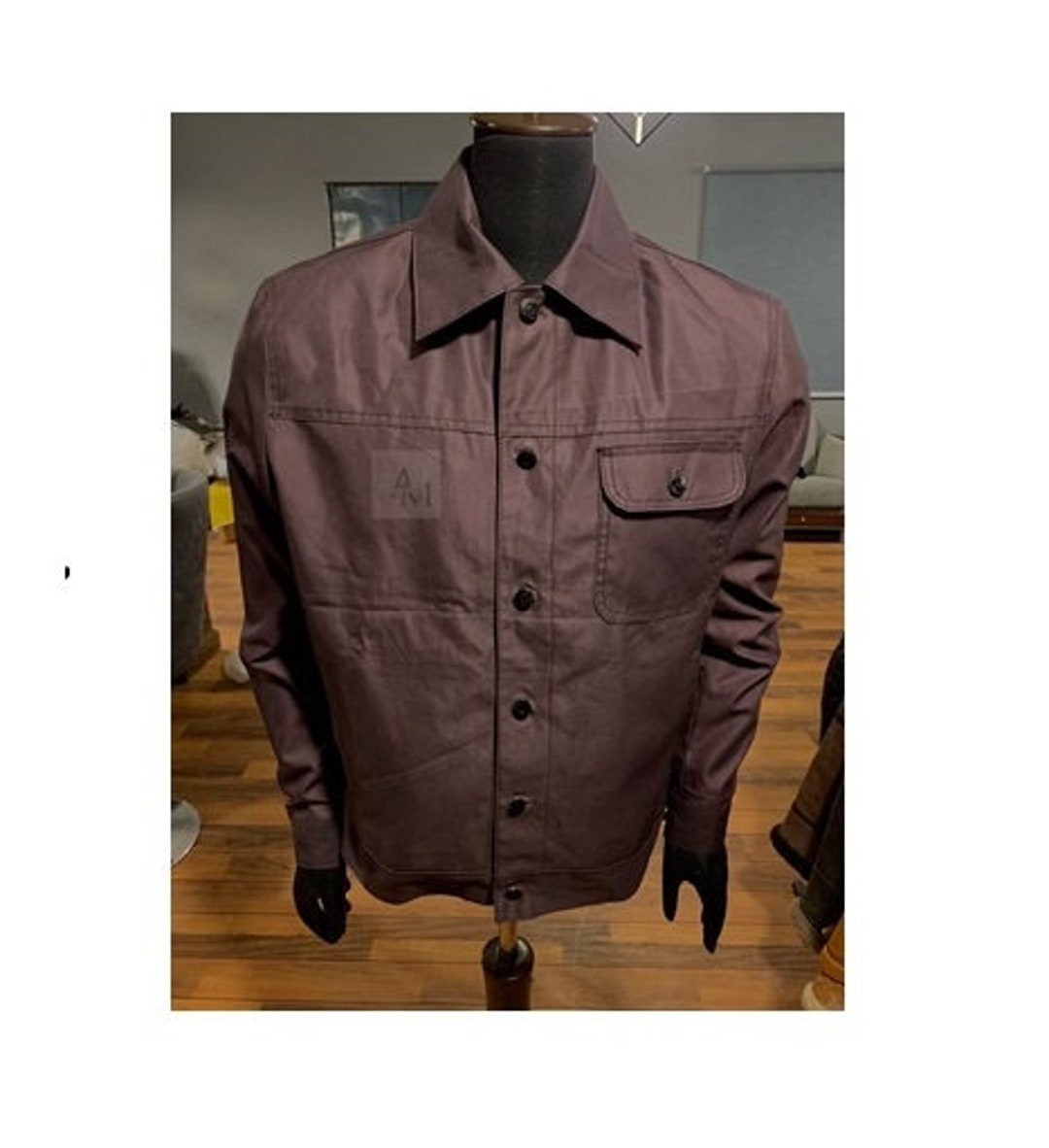 Mens Purple Trucker Retro Cotton Jacket/men Motorcycle Biker Cotton ...