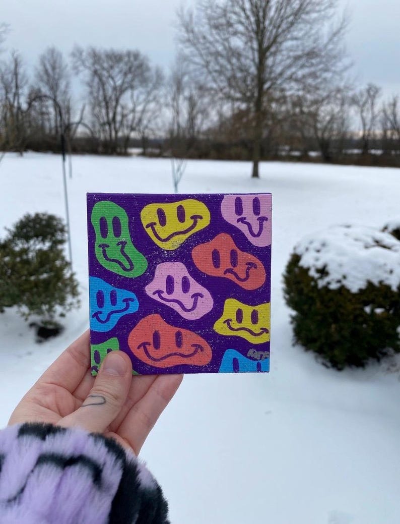 Small Smiley Face Paintings - Etsy