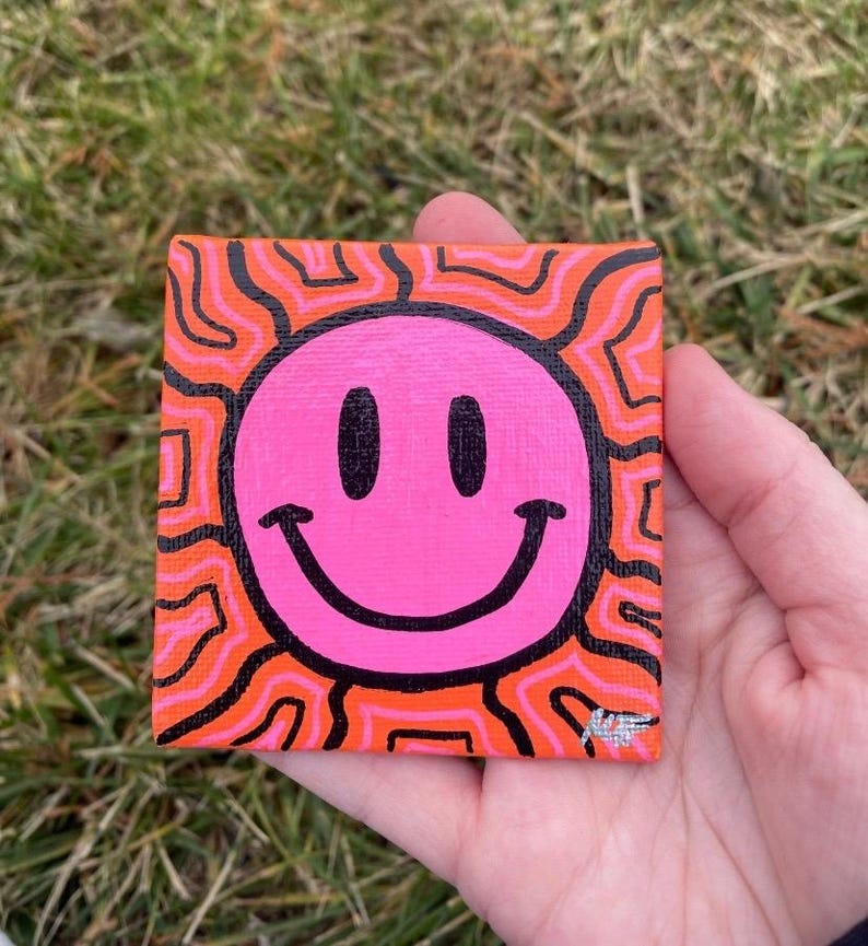 Small Smiley Face Paintings - Etsy