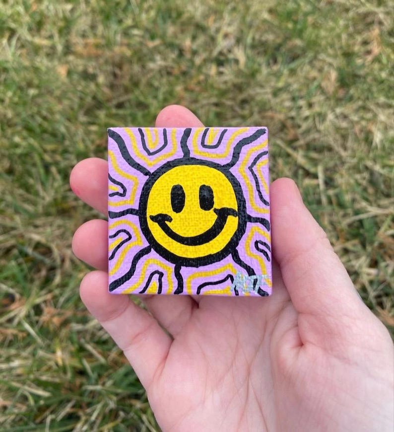 Small Smiley Face Paintings - Etsy