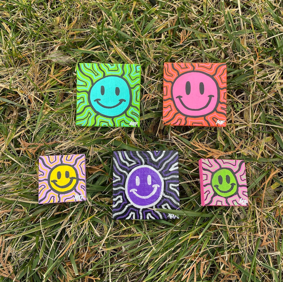 Smiley Face Mini Canvases - Etsy