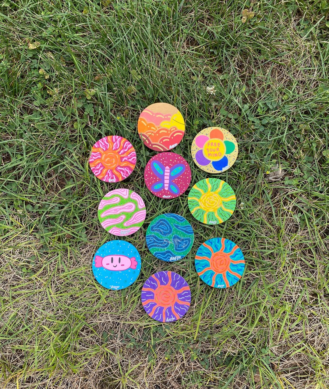 Small Funky Circle Magnets - Etsy