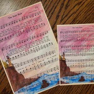 Hymnal Sheet Music Painting: Lighthouse Cliff Watercolor (digital ...