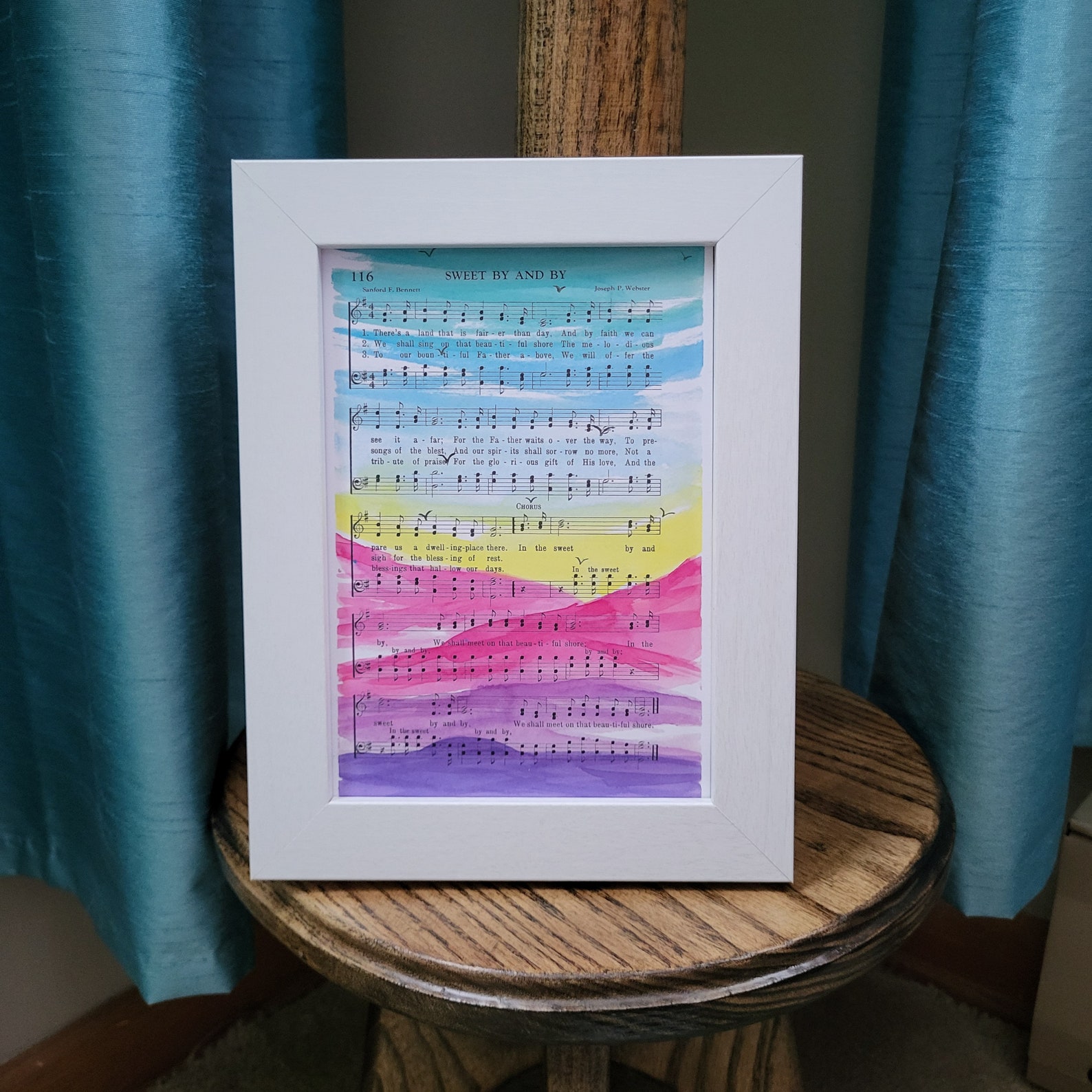 Sweet by and by Sheet Music Watercolor Instant Download | Bright Colors ...