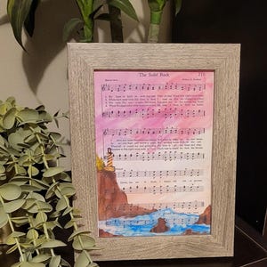Hymnal Sheet Music Painting: Lighthouse Cliff Watercolor (digital ...