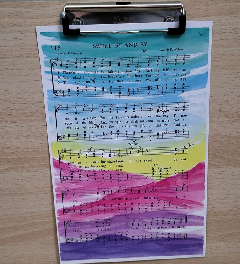 Sweet by and by Sheet Music Watercolor Instant Download | Bright Colors ...