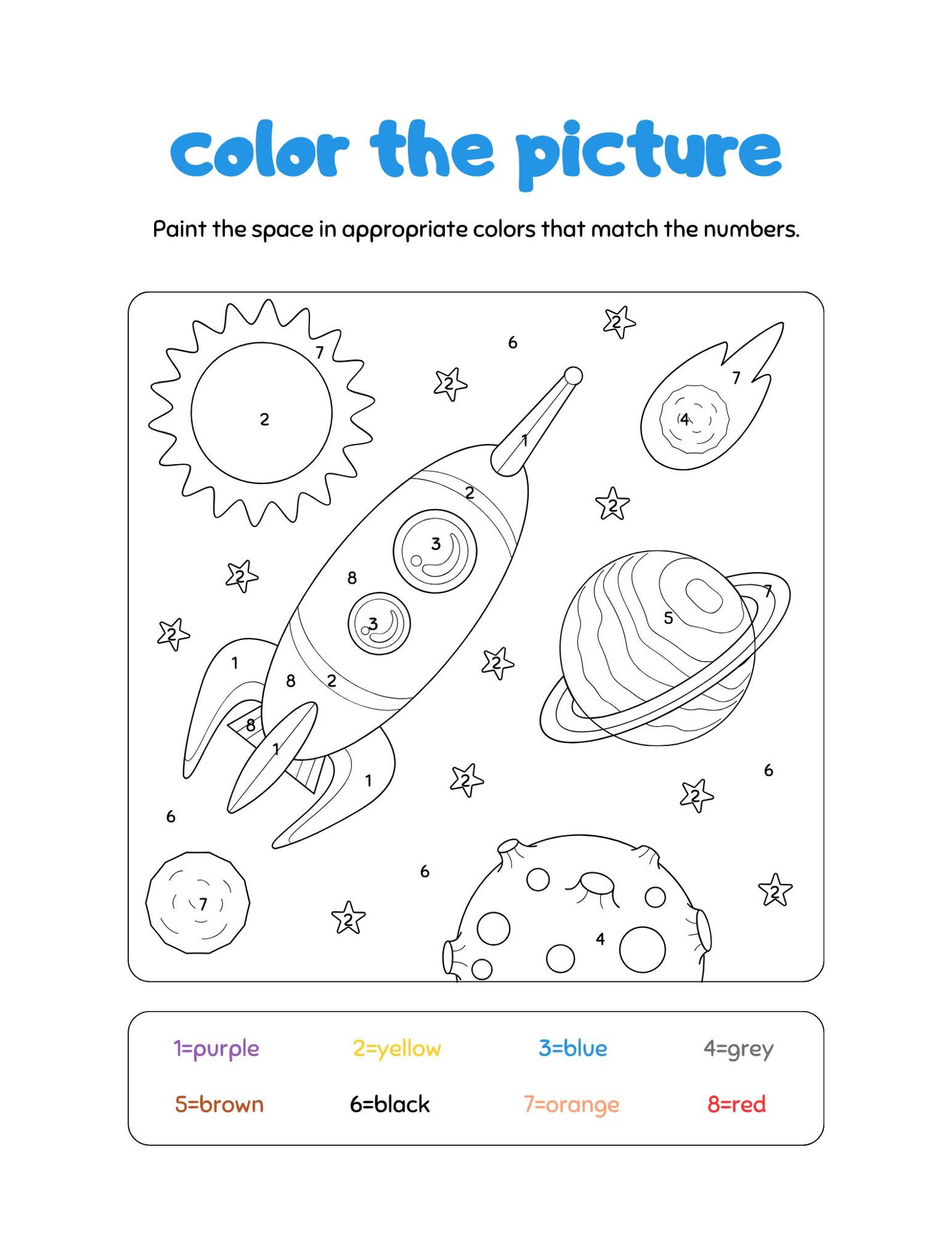 Printable Color the Picture Worksheets - Etsy