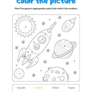 Printable Color the Picture Worksheets - Etsy