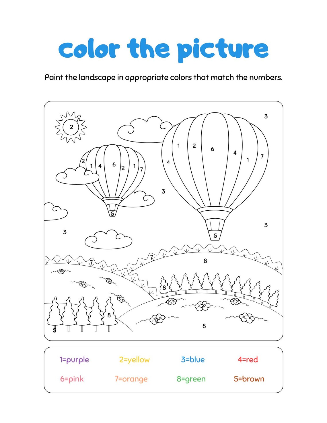 Printable Color the Picture Worksheets - Etsy