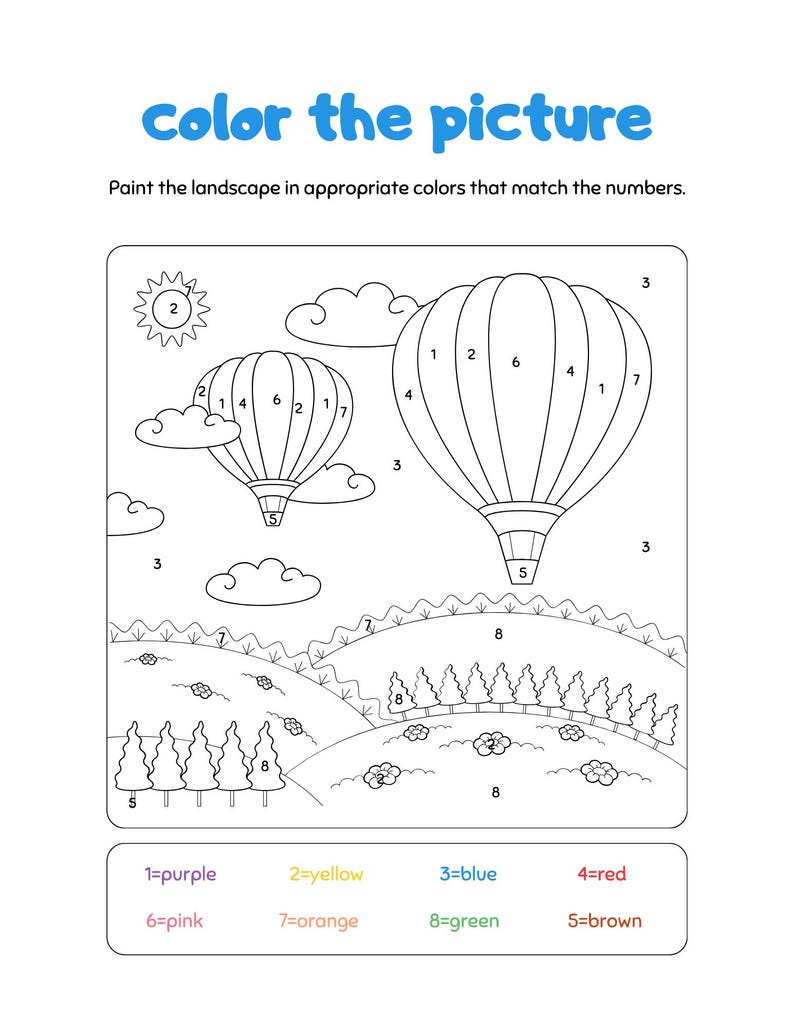 Printable Color the Picture Worksheets - Etsy