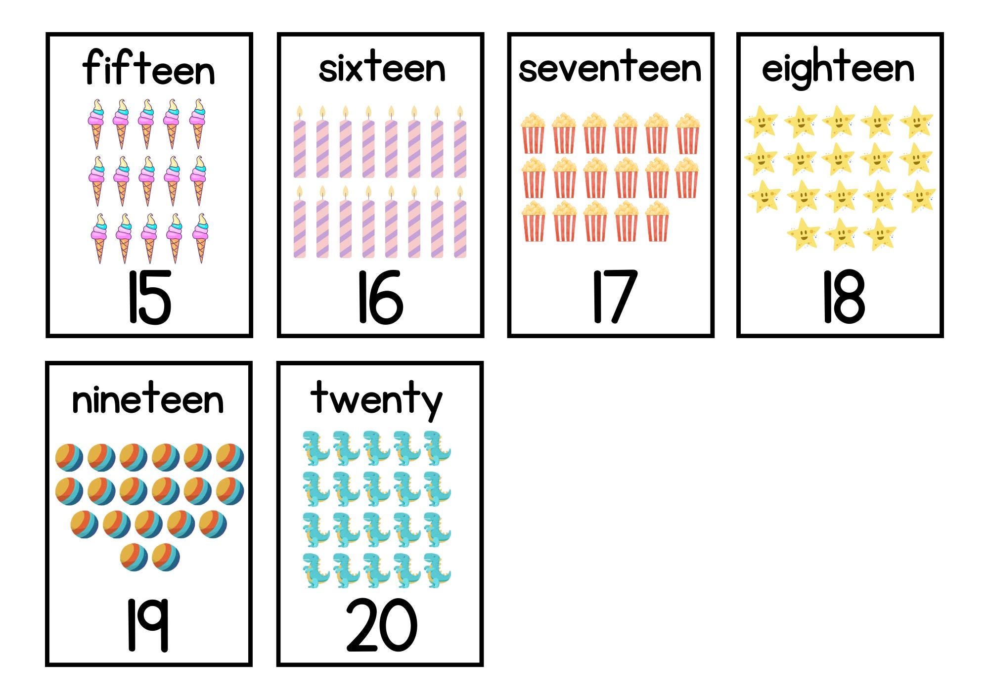 Colorful Illustrated Numbers Learning Printable Flashcards - Etsy