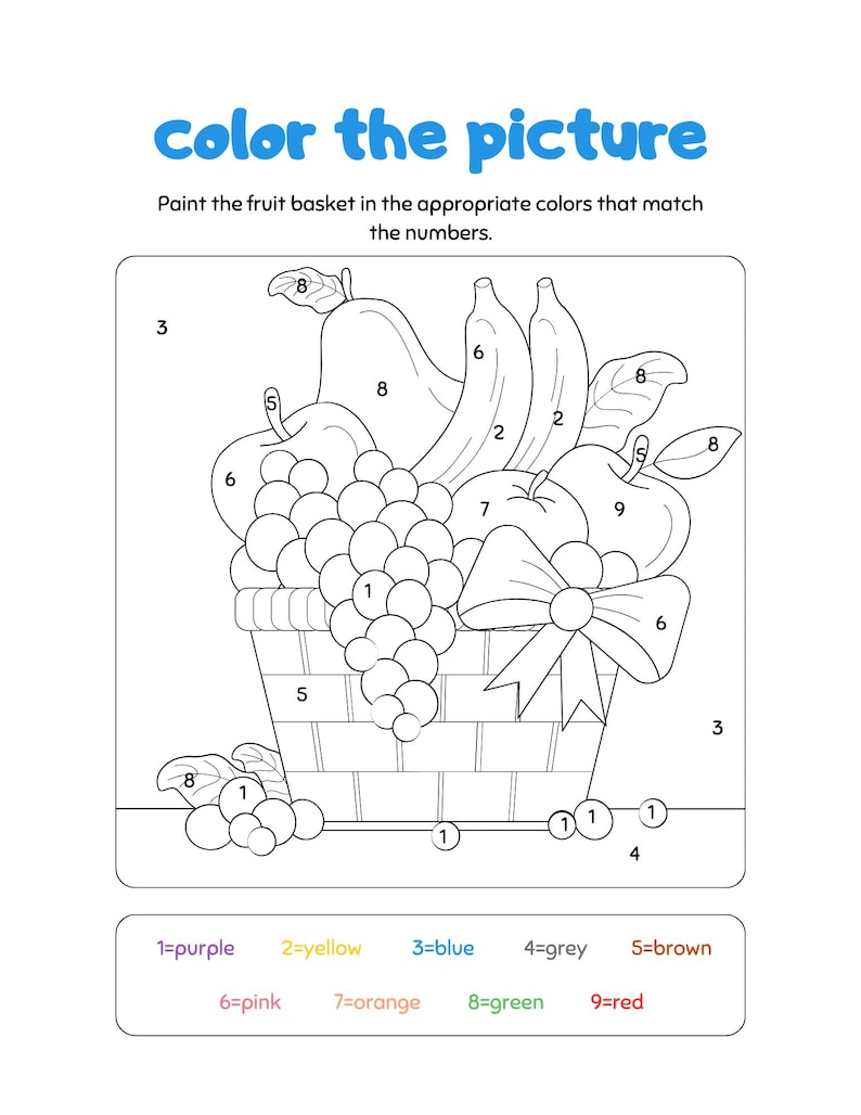 Printable Color the Picture Worksheets - Etsy