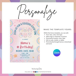 Squishmallow Birthday Party Invite | Instant Download | Editable in Canva - Etsy