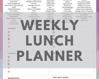 Lunch Cheat Sheet Printable, Easy Lunch Ideas, Meal Prep, Weekly Lunch ...