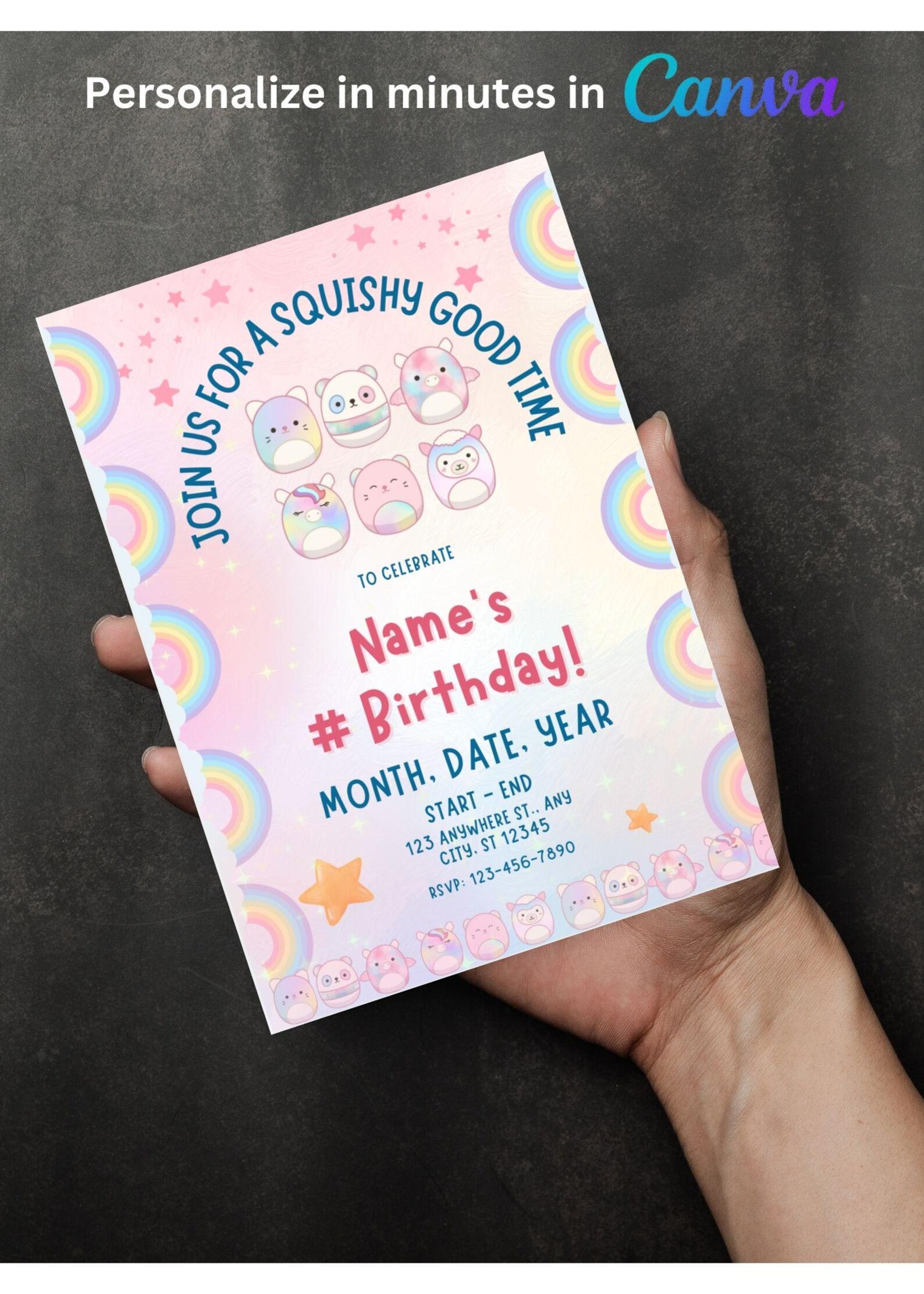 Squishmallow Birthday Party Invite | Instant Download | Editable in ...
