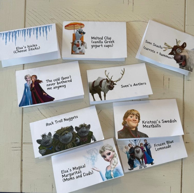 Frozen Birthday Party Food Tags & Meal Ideas - Etsy