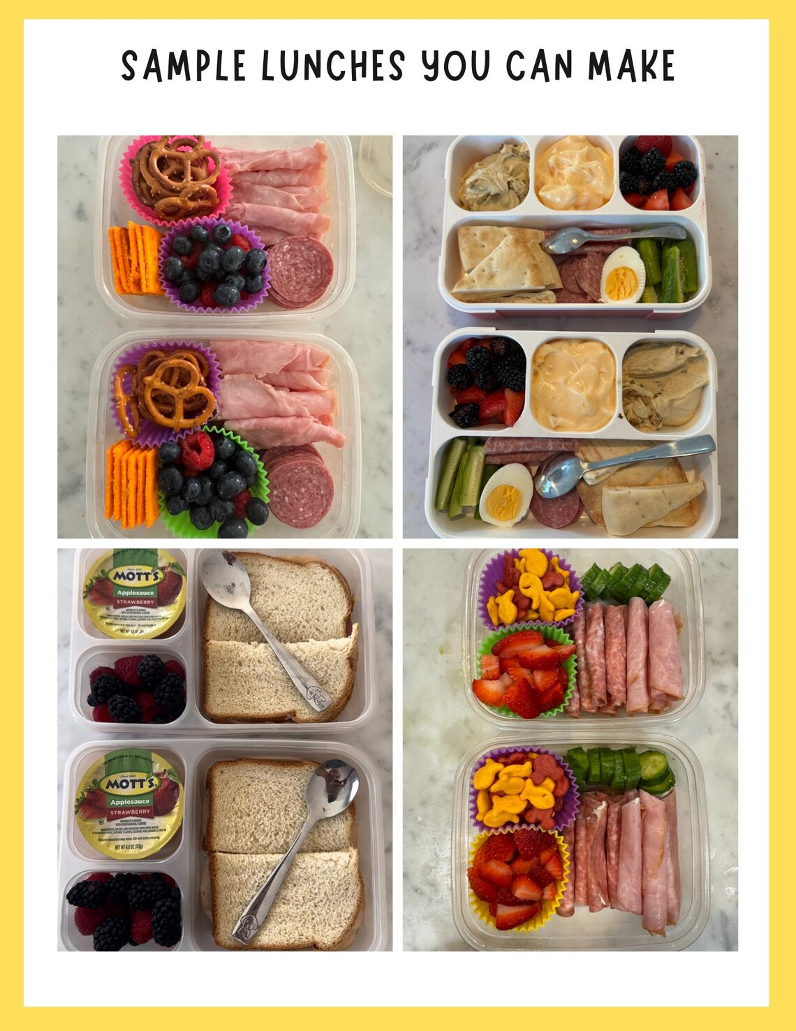 School Lunch Cheat Sheet, Lunch Planner Printable, Easy Lunches for ...