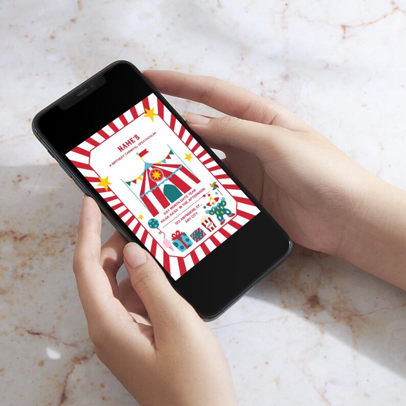 Carnival Birthday Party Invite | Instant Download | Editable in Canva ...