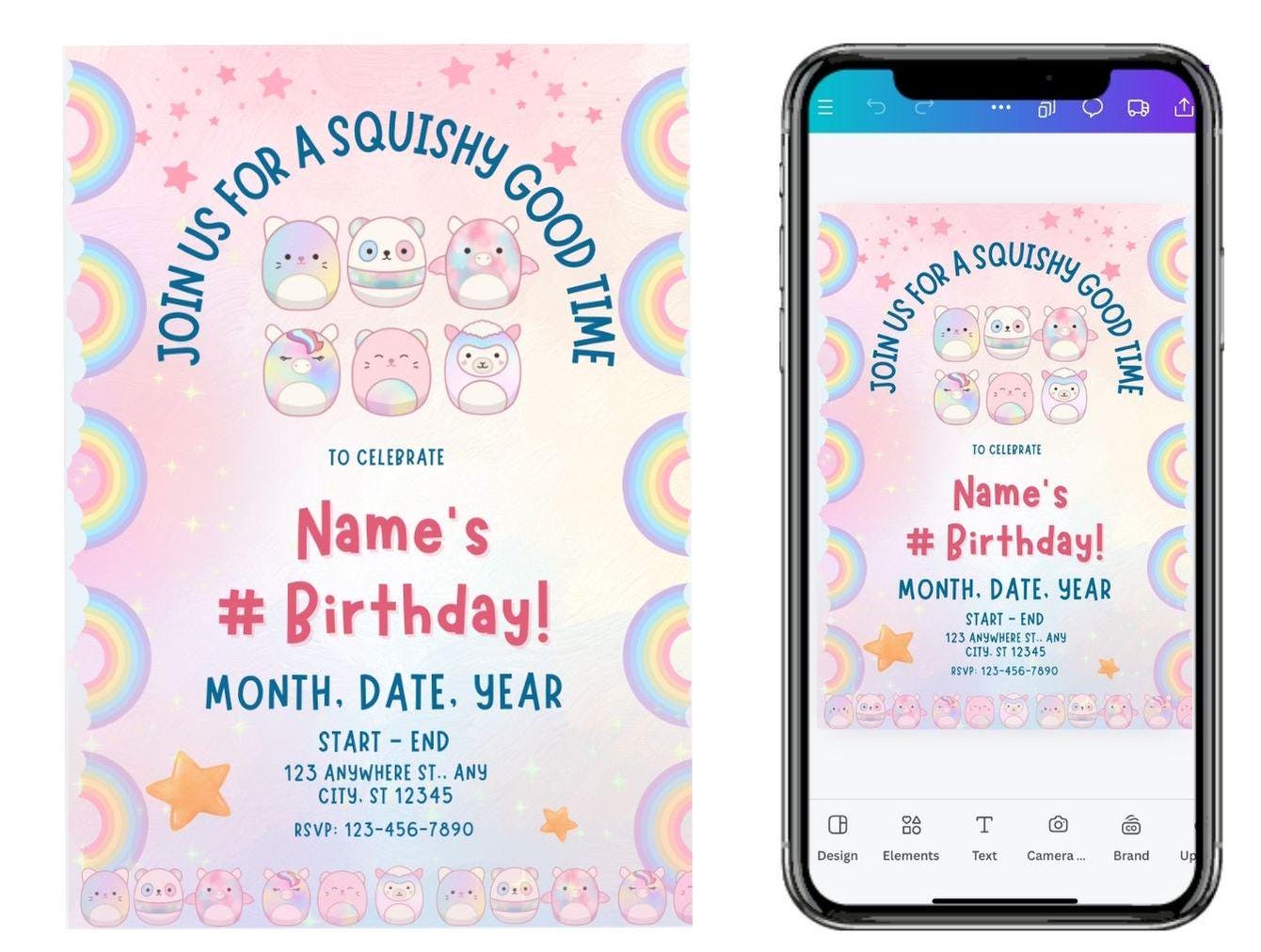 Squishmallow Birthday Party Invite | Instant Download | Editable in ...