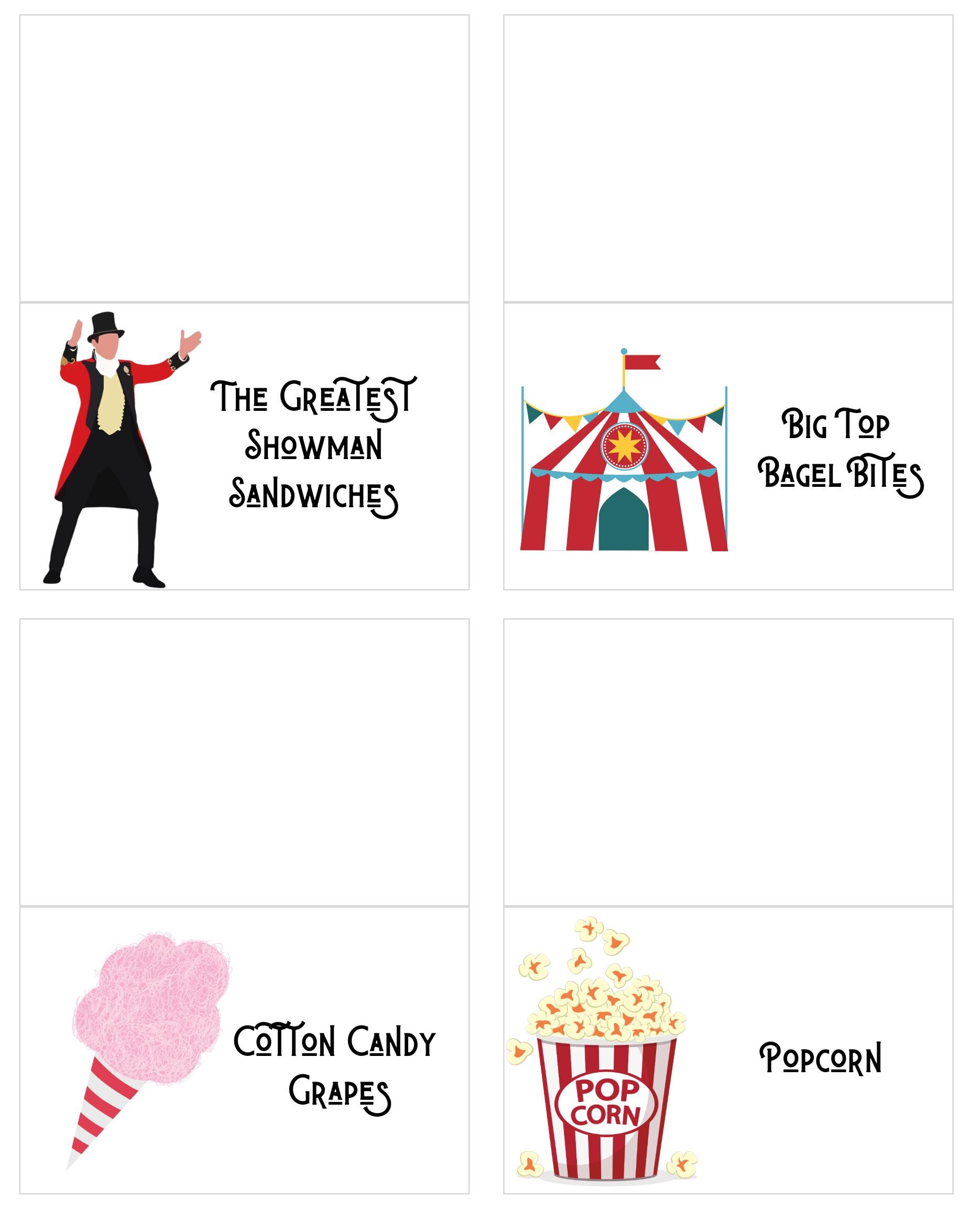 Carnival Birthday Party Food Tags & Meal Ideas - Etsy