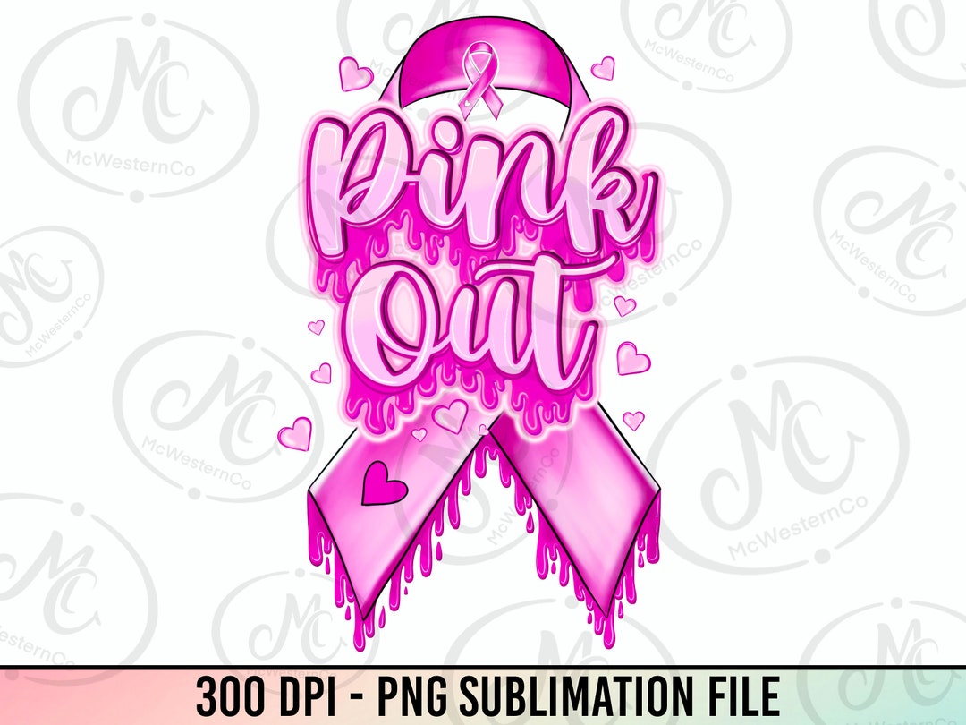 Pink Out Png, Pink Out Drip Breast Cancer Png, Cancer Ribbon Png ...