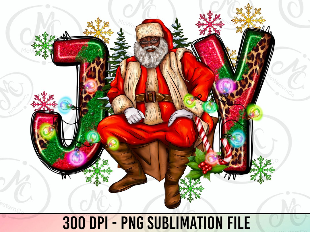 Joy Black Santa Christmas Png Sublimation Design, Christmas Santa Png ...